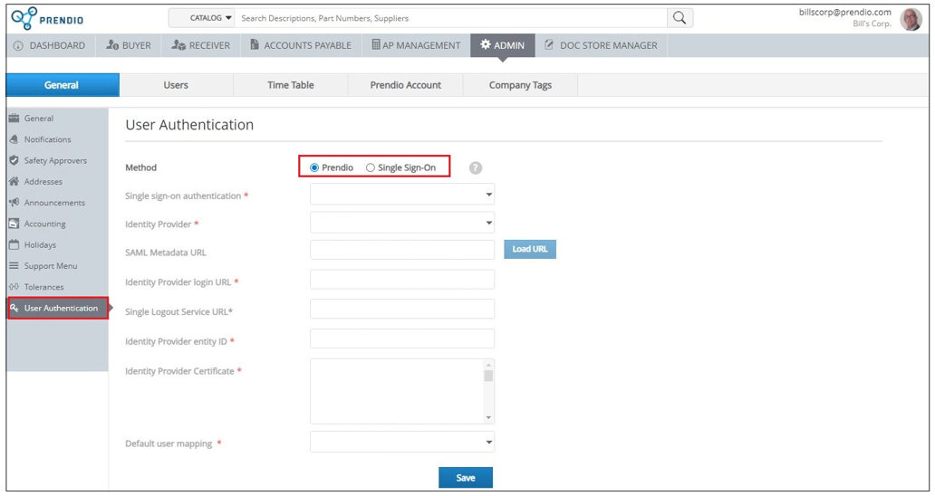 User Authentication Configuration