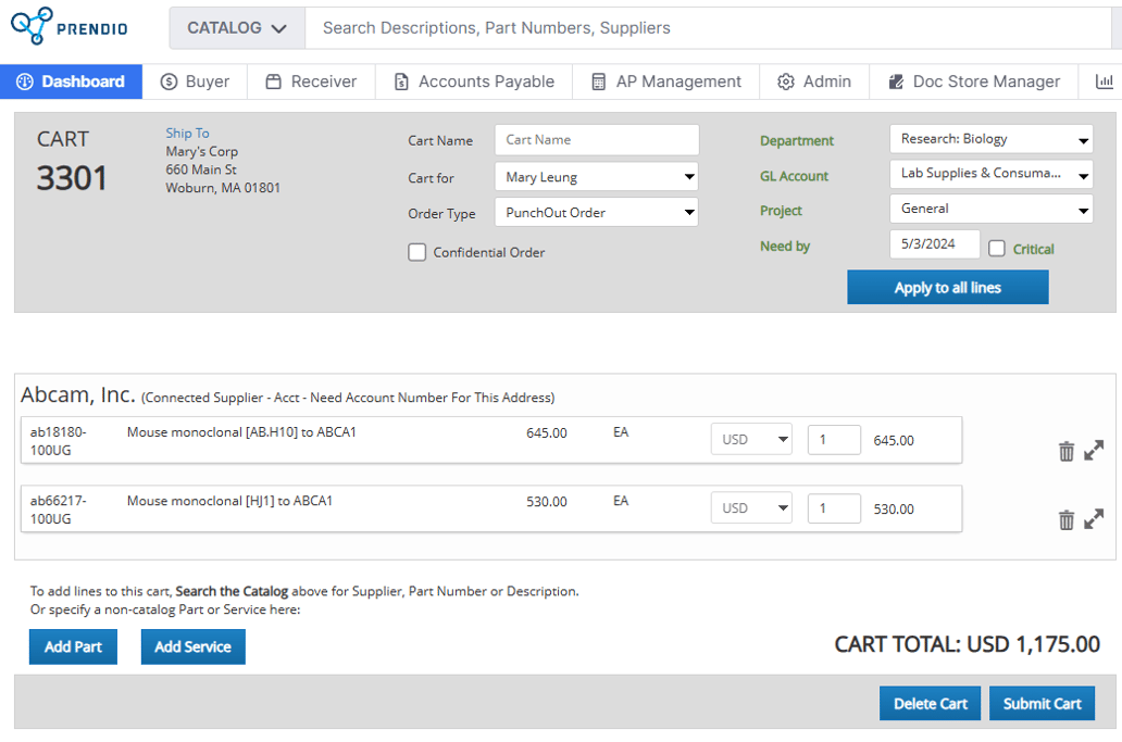 Creating A Prendio Punchout Order