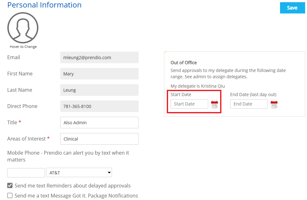 Using Your Prendio User Profile To Set Up Out Of Office