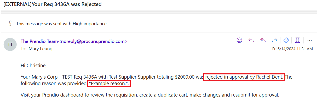 Responding To A Rejected Approval Request
