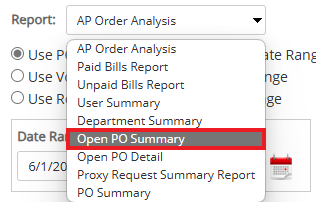Open PO Summary Report