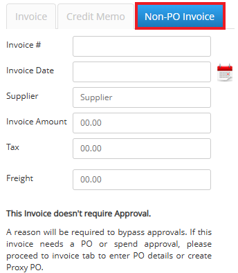 Non-PO Backed Invoices