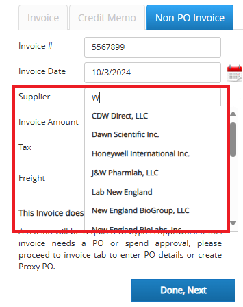 Non-PO Backed Invoices