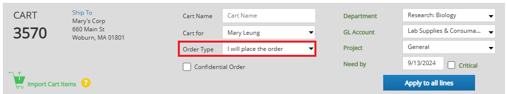 Requester Order (I Will Place the Order) Workflow