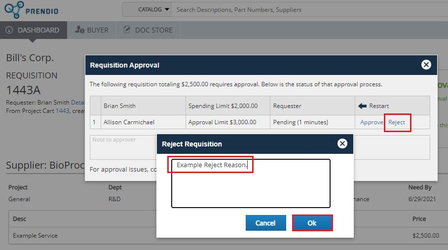 Responding To A Rejected Approval Request