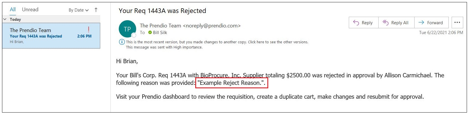 Responding To A Rejected Approval Request