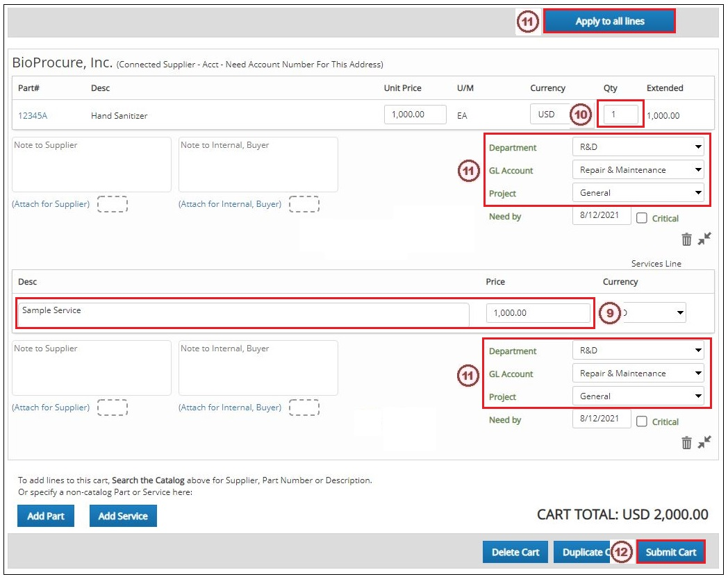 Creating an Order with a Manual or Custom Cart