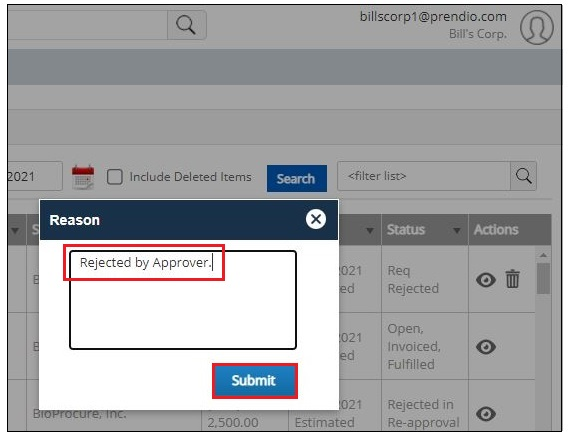 Responding To A Rejected Approval Request