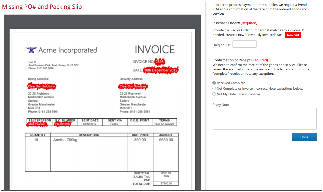 Missing PO and/or Receipt